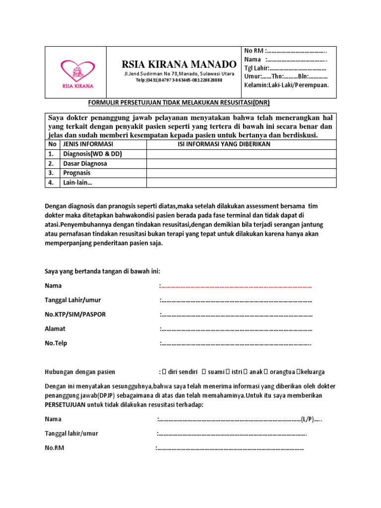 Form Persetujuan Resusitasi | PDF | Olahraga & Rekreasi