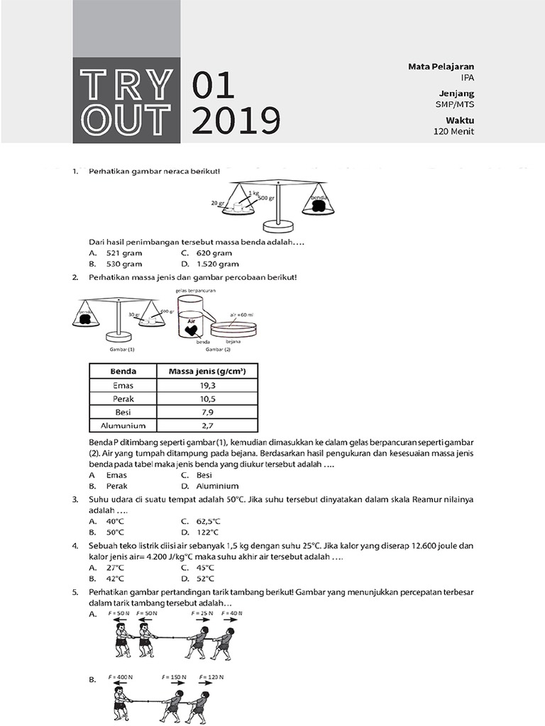 Soal Try Out UN IPA SMP 2020 PDF | PDF