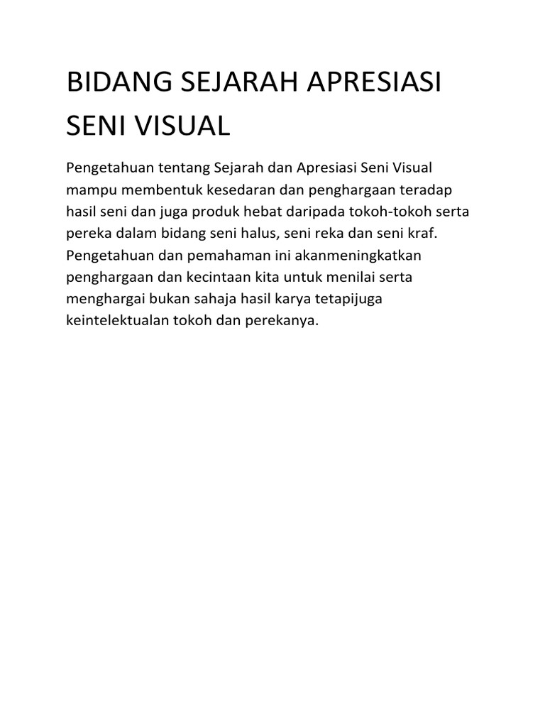 Bidang Sejarah Apresiasi Seni Visual | PDF