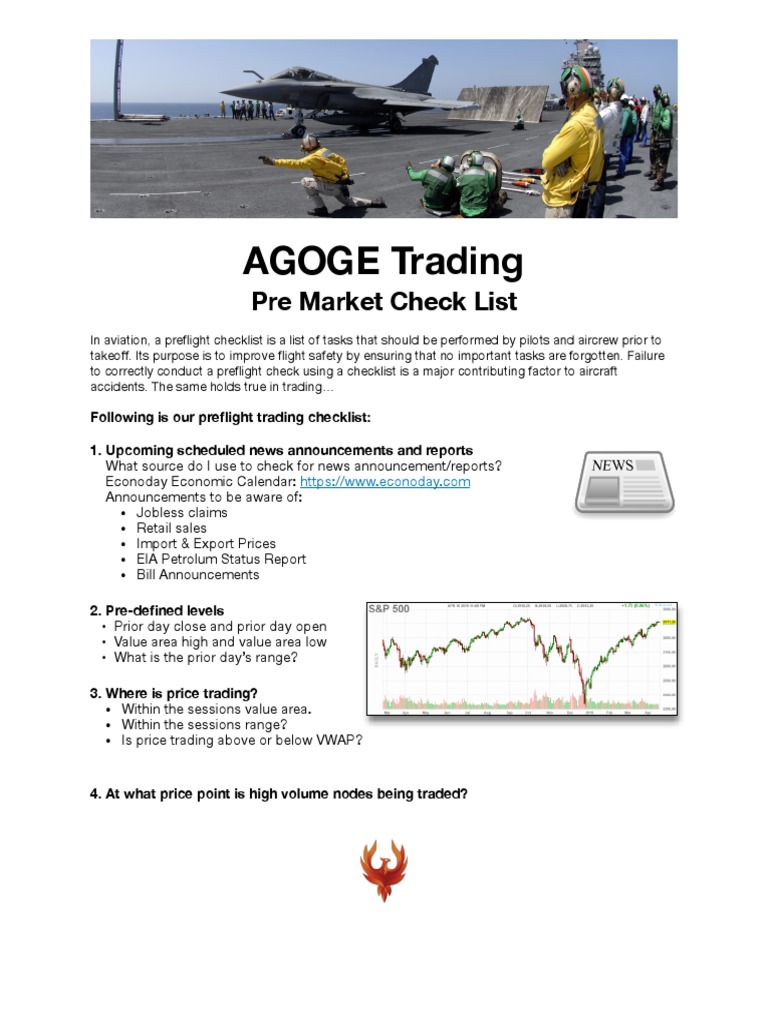 AGOGE - Trading - Pre-Market Check List | PDF | Futures Contract ...