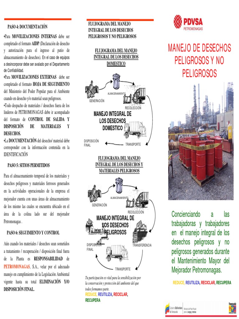 Triptico Manejo de Desechos - PARADA | PDF | Mercancías peligrosas | Residuos
