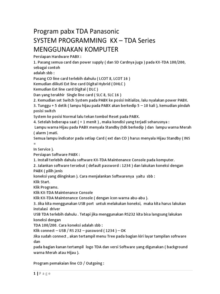 Cara Instalasi Hardware Program Pabx TDA | PDF | Komputer | Teknologi & Rekayasa