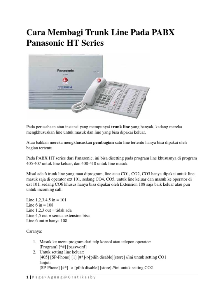 Cara Membagi Trunk Line Pada PABX Panasonic HT Series | PDF | Teknologi & Rekayasa