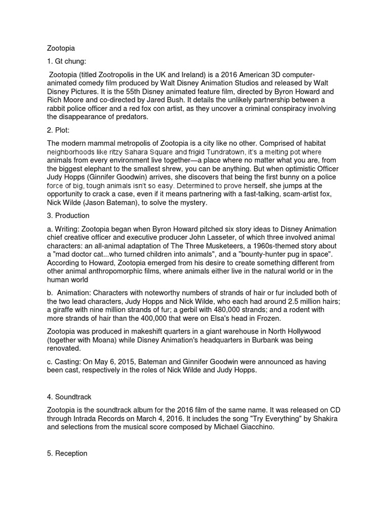 Zootopia Introduction | PDF | Animation