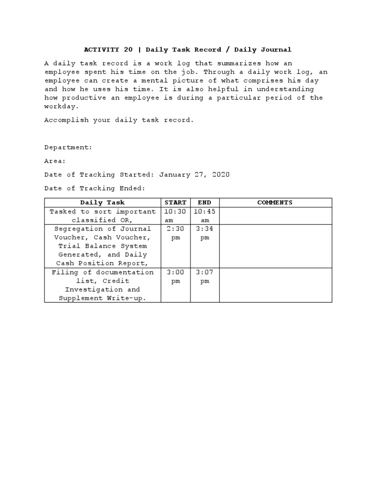 Daily Time Record PDF Business