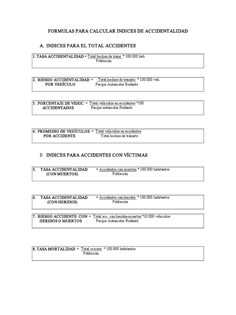 Fórmulas para Calcular Accidentabilidad | PDF | Violencia | Ajedrez