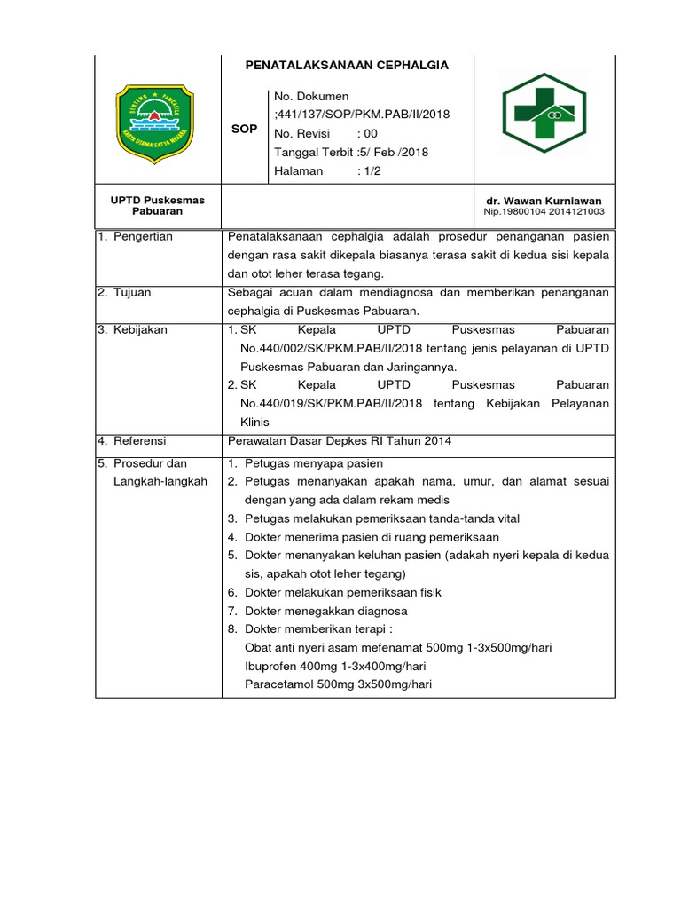 Sop Tension Headache | PDF