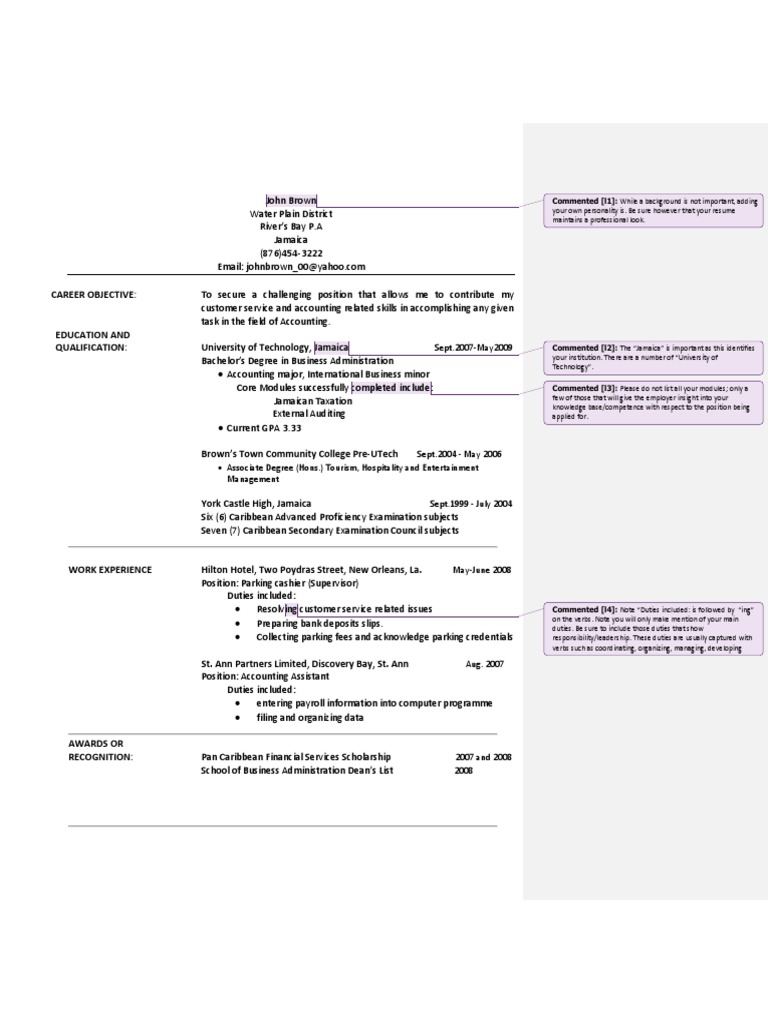 Jamaican Resume Example for Job Seekers | PDF | Jamaica | Mentorship