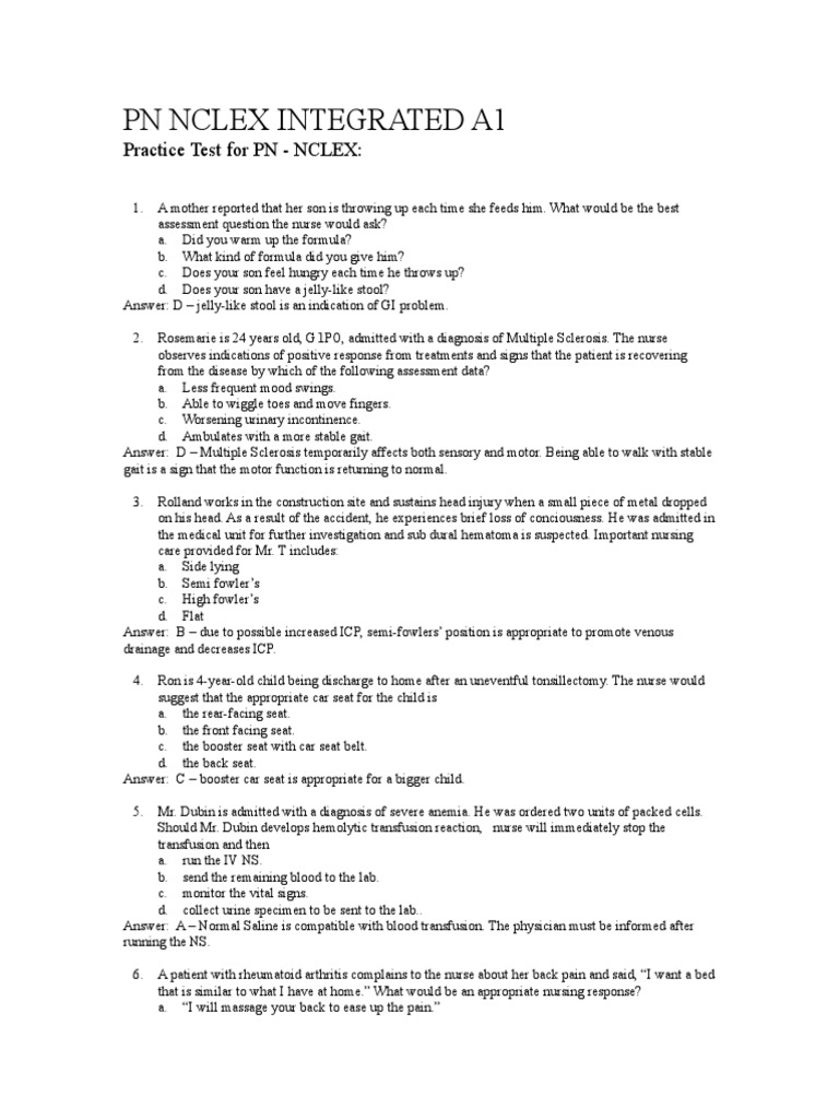 PN NCLEX Integrated A 1 | PDF | Hypoglycemia | Insulin