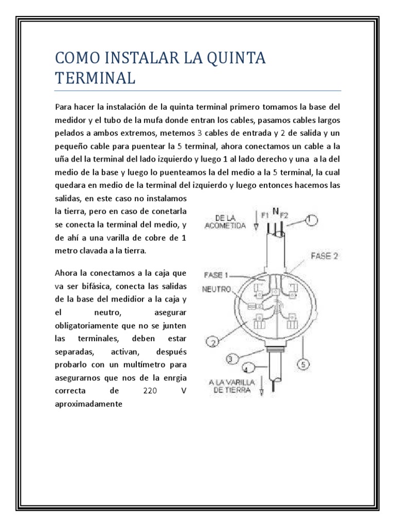 Instalación de Quinta Terminal 220V | PDF