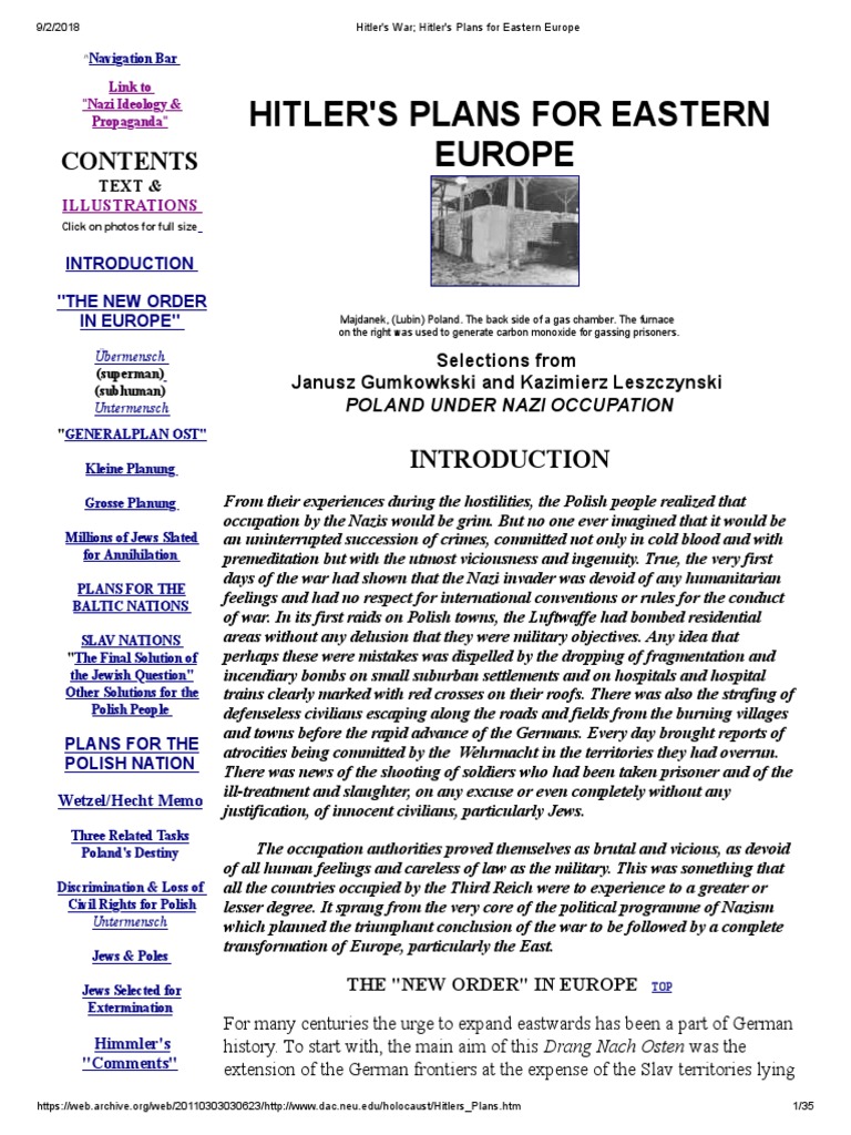 Hitler's Plans for Eastern Europe | PDF | Nazi Germany | World War II