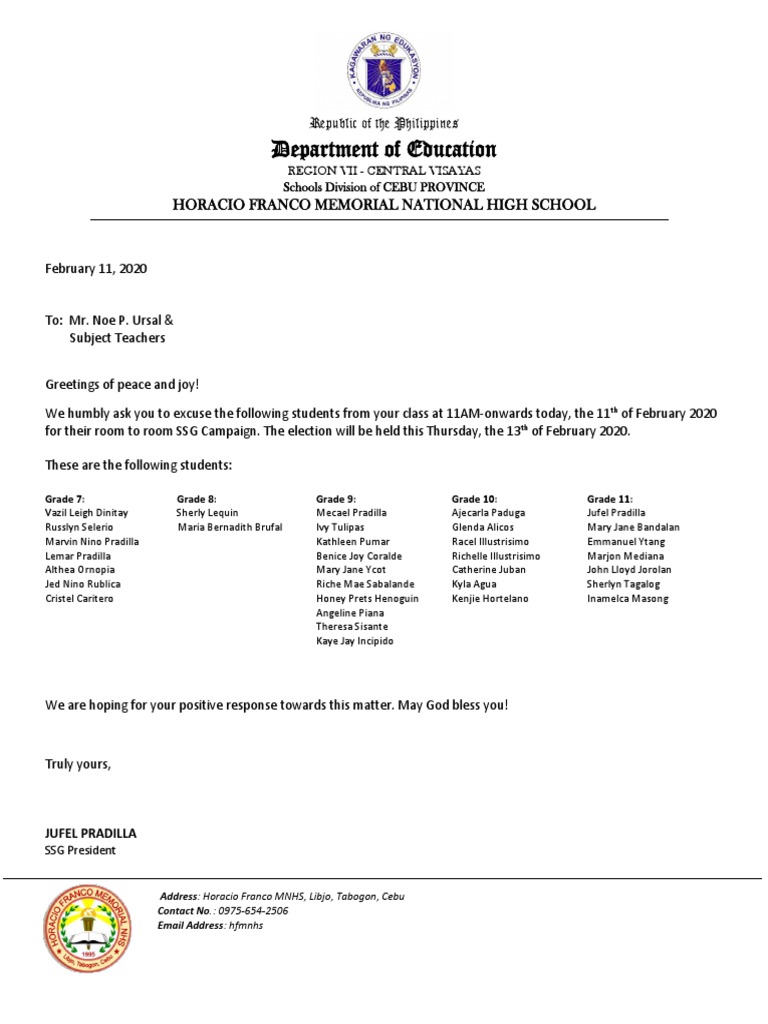 Ssg Election Letter Pdf