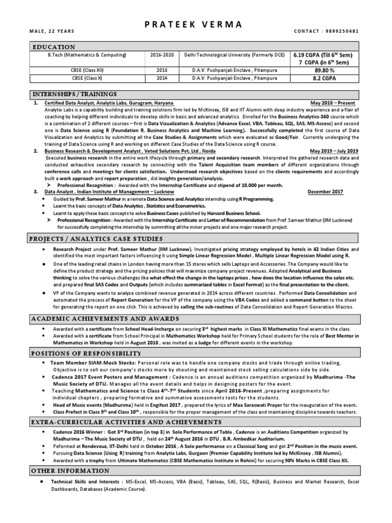 Prateek Verma | PDF | Analytics | Data Analysis