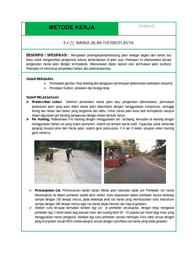 Panduan Pengecatan Marka Jalan | PDF