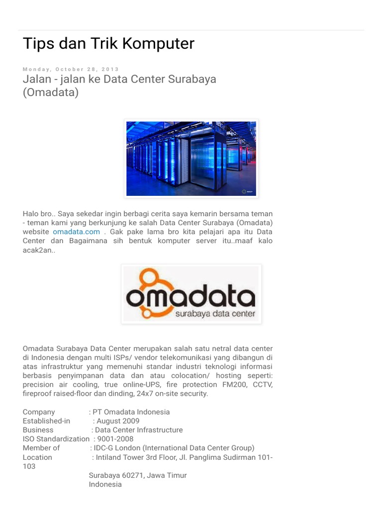 Tips Dan Trik Komputer - Jalan - Jalan Ke Data Center Surabaya (Omadata ...