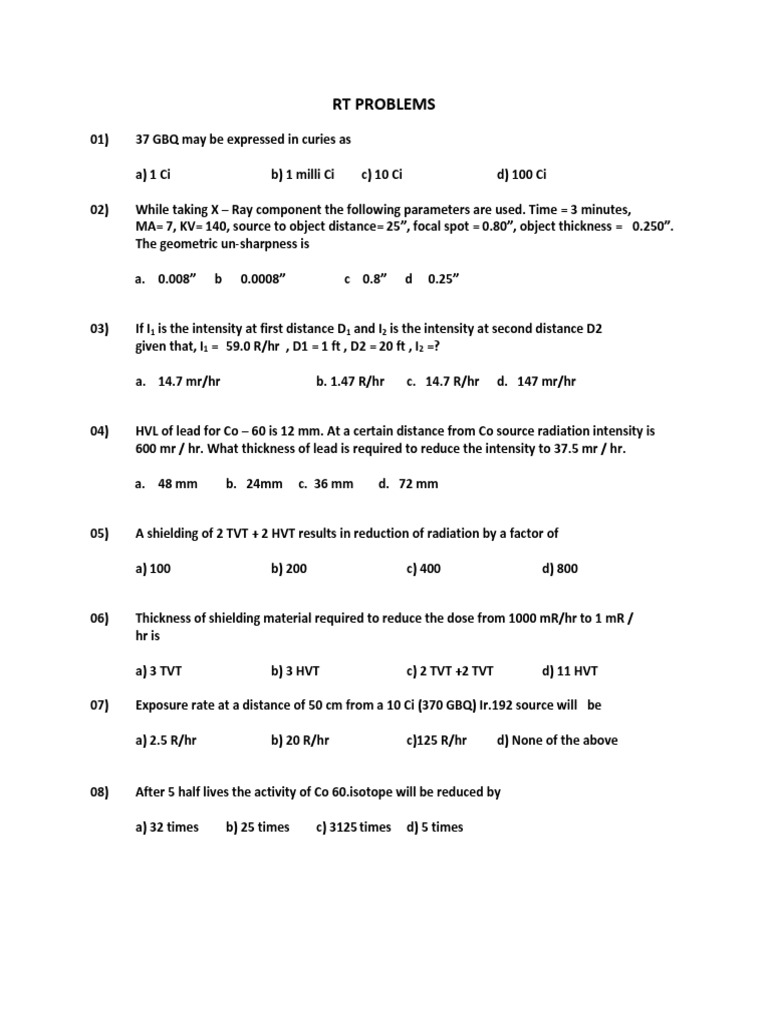 Rt Problems Pdf Radioactivity Nuclear Physics