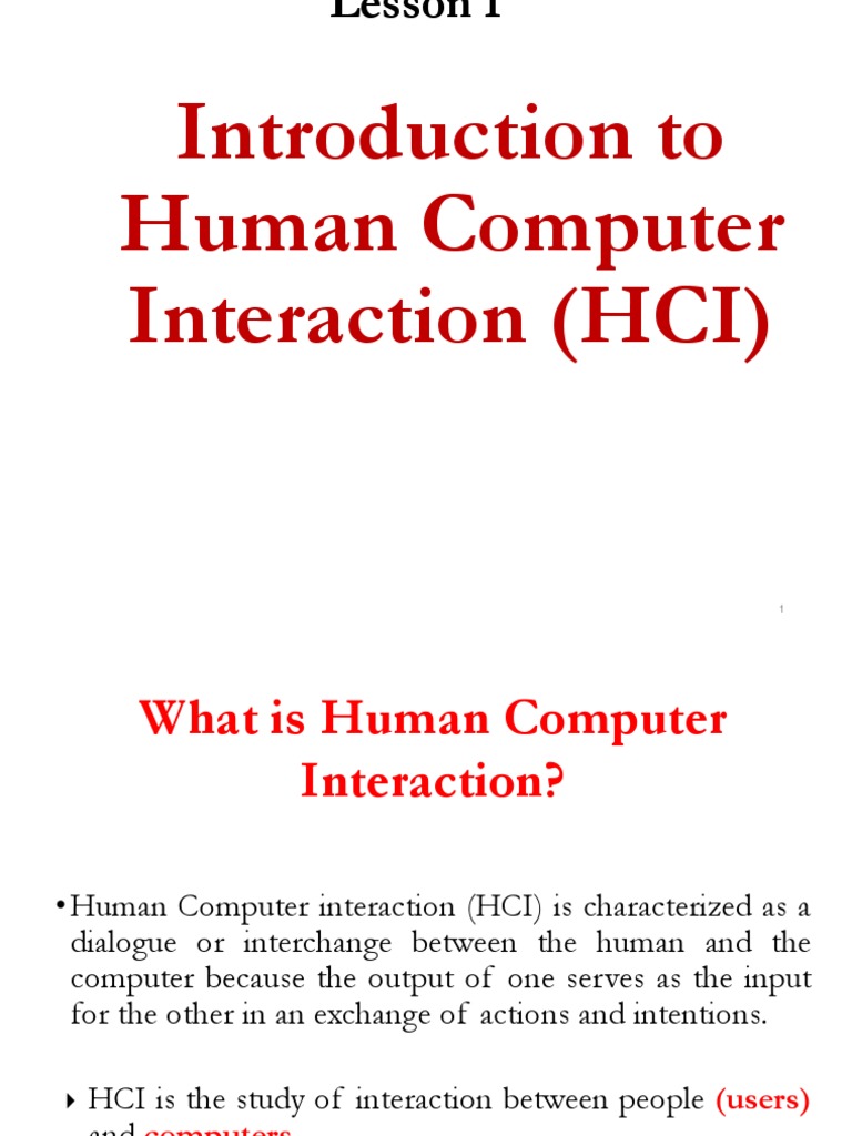 Lesson 1 Intro To HCI | Download Free PDF | Human–Computer Interaction ...