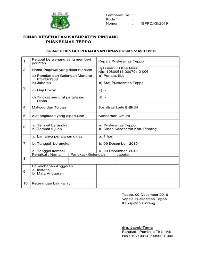 Perjalanan Dinas Sosialisasi E-BKJH | PDF