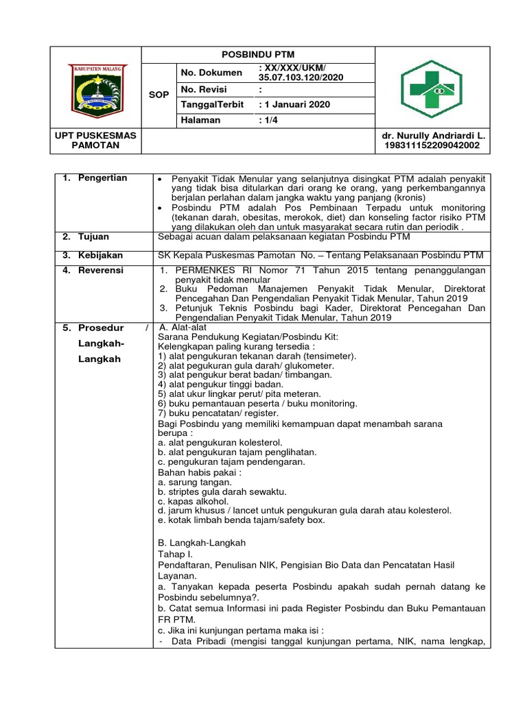 POSBINDU PTM Sop New | PDF