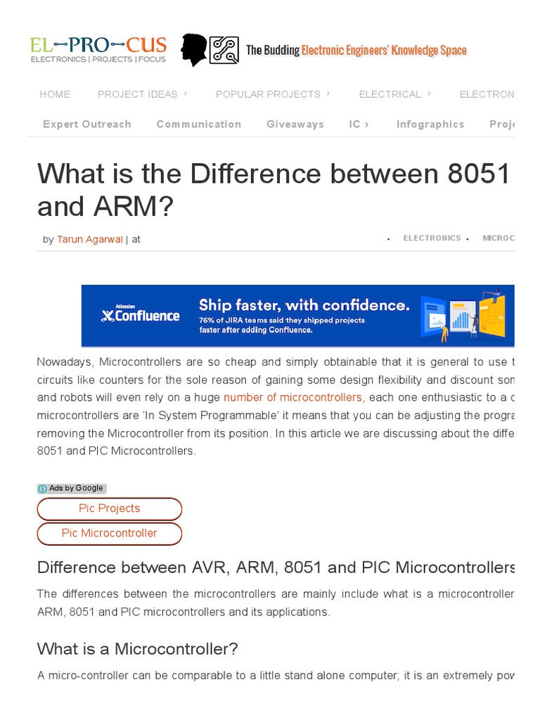 Difference Between AVR, ARM, 8051 and PIC Microcontrollers | PDF ...