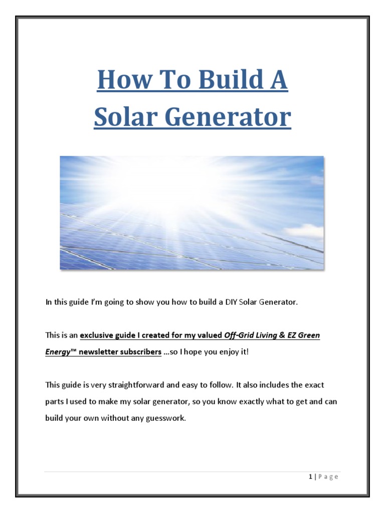 How To Build A Solar Generator | PDF | Electric Power | Power Inverter