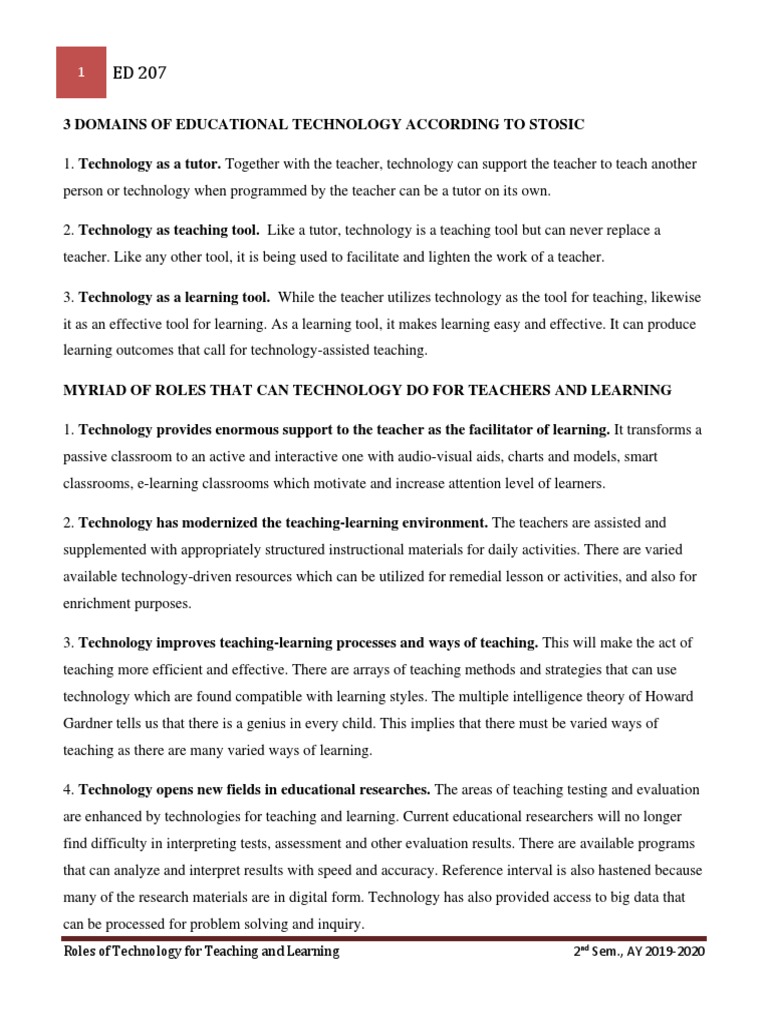 Roles of Technology For Teaching and Learning | PDF | Critical Thinking ...