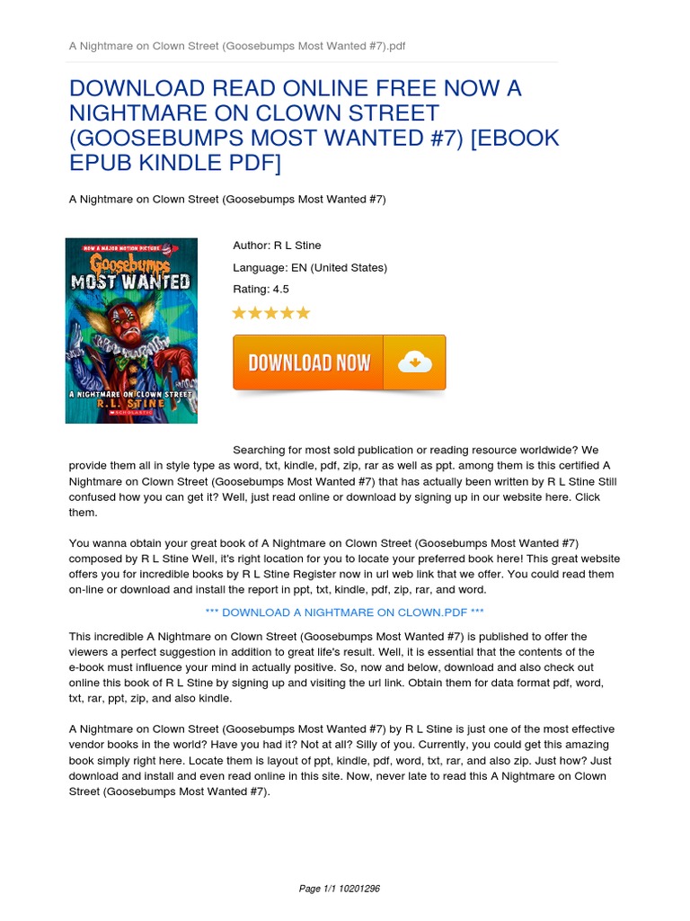 Ebf6 A Nightmare On Clown Street Goosebumps Most Wanted 7 | PDF