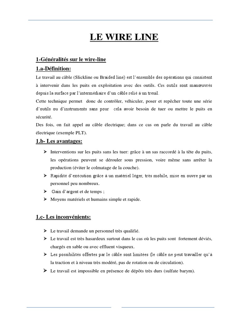 Opérations et équipements du Wireline | PDF | Forage | Soupape