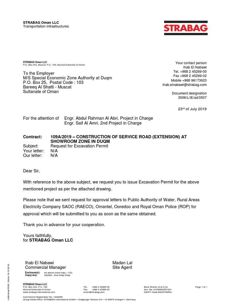 3006-507-2019-07-23 - Excavation Permit | PDF | Oman | Written ...