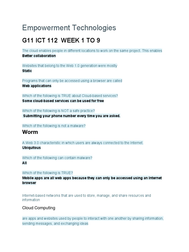 Ict 112 G11 Week 1 To 9 | PDF
