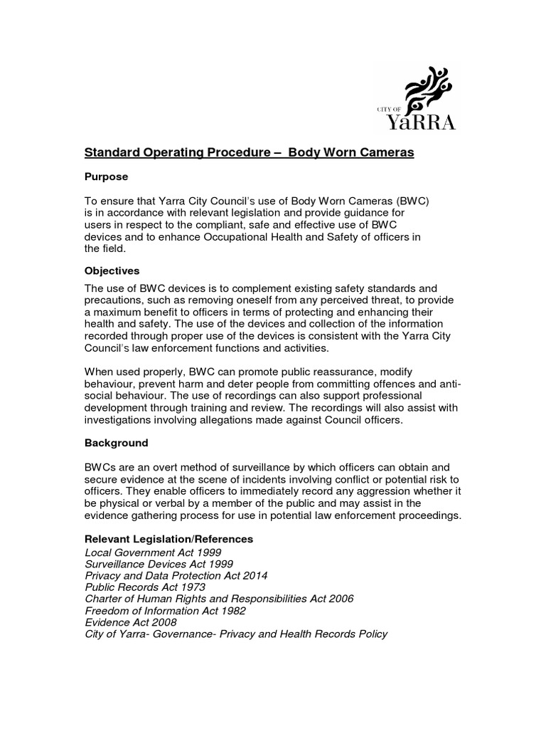 Body Worn Camera SOP for Officers | PDF | Technology & Engineering