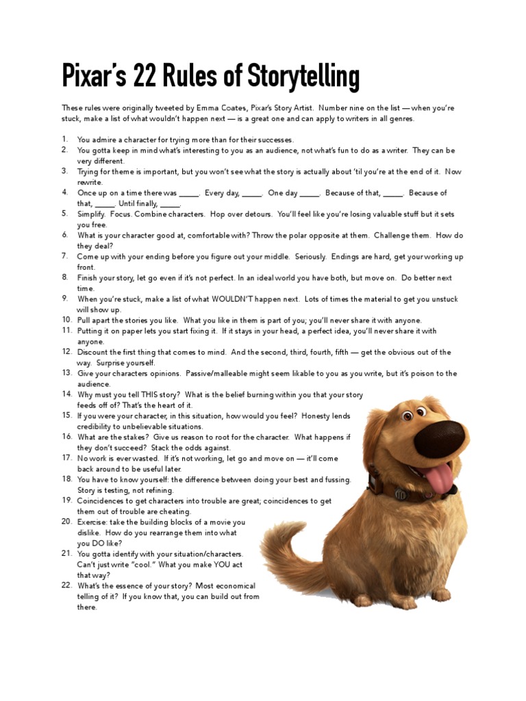 Pixar's 22 Storytelling Rules | PDF | Home & Garden | Self-Improvement