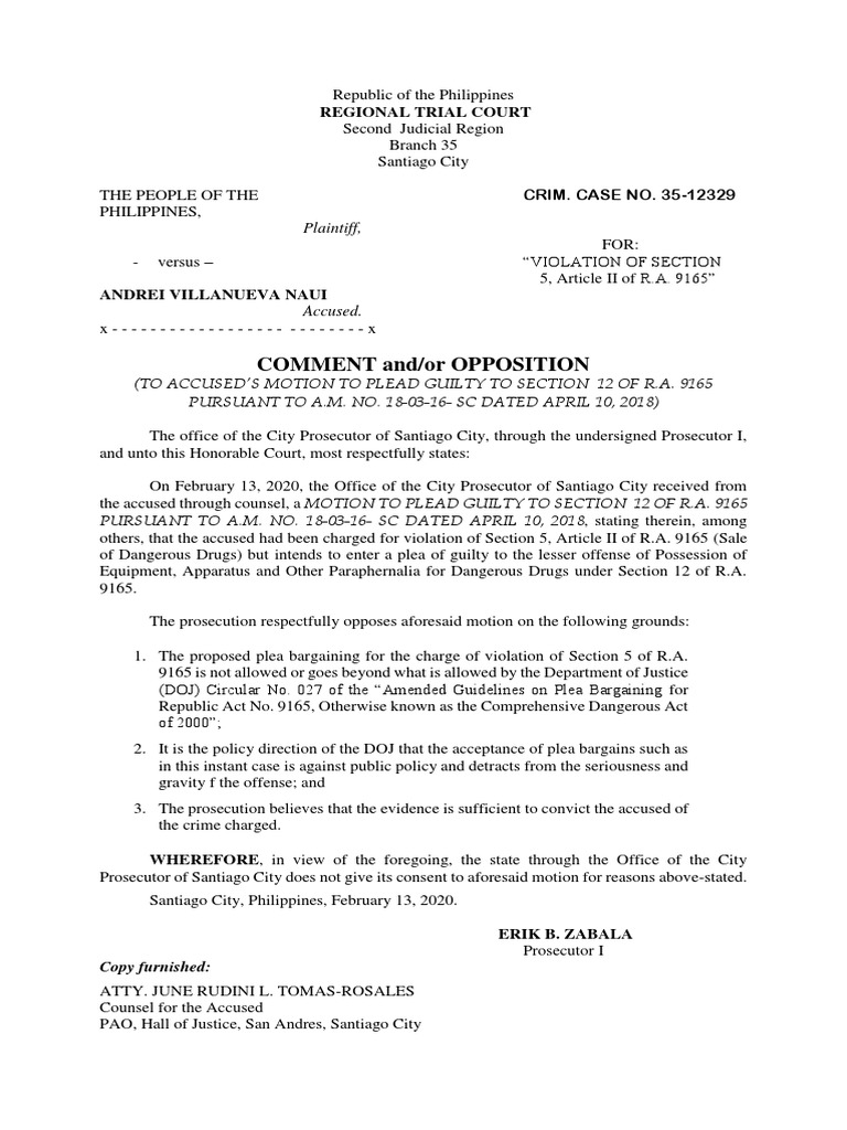 plea bargaining comment