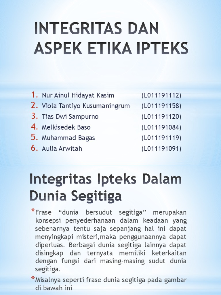 Integritas Dan Aspek Etika Ipteks | PDF