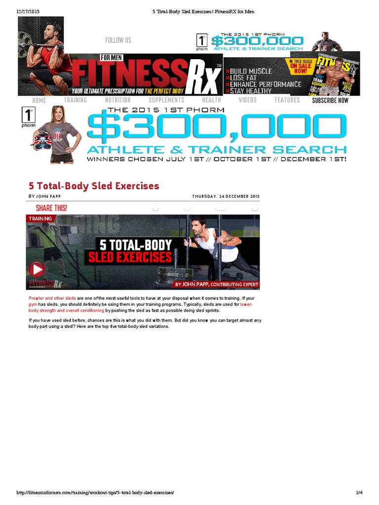 5 Total-Body Sled Exercises - FitnessRX For Men | PDF