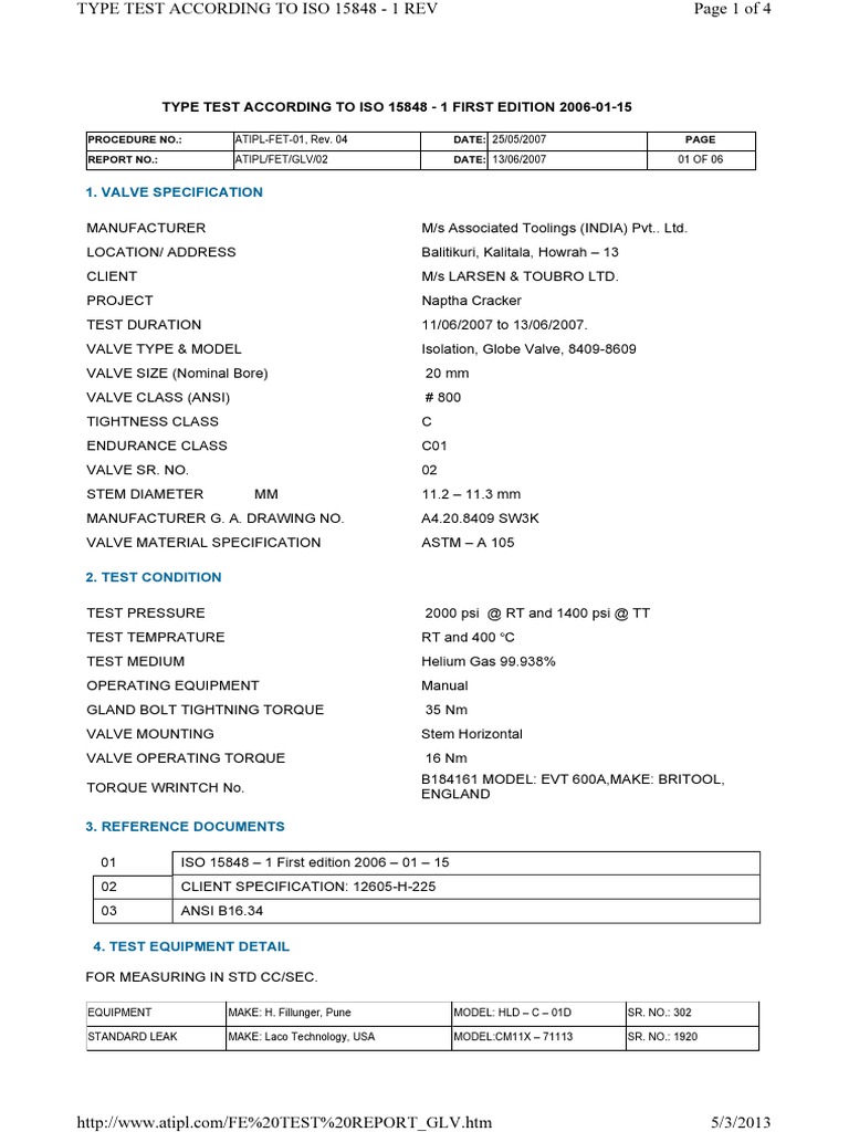 Sample FET To ISO 15848-1 PDF | PDF
