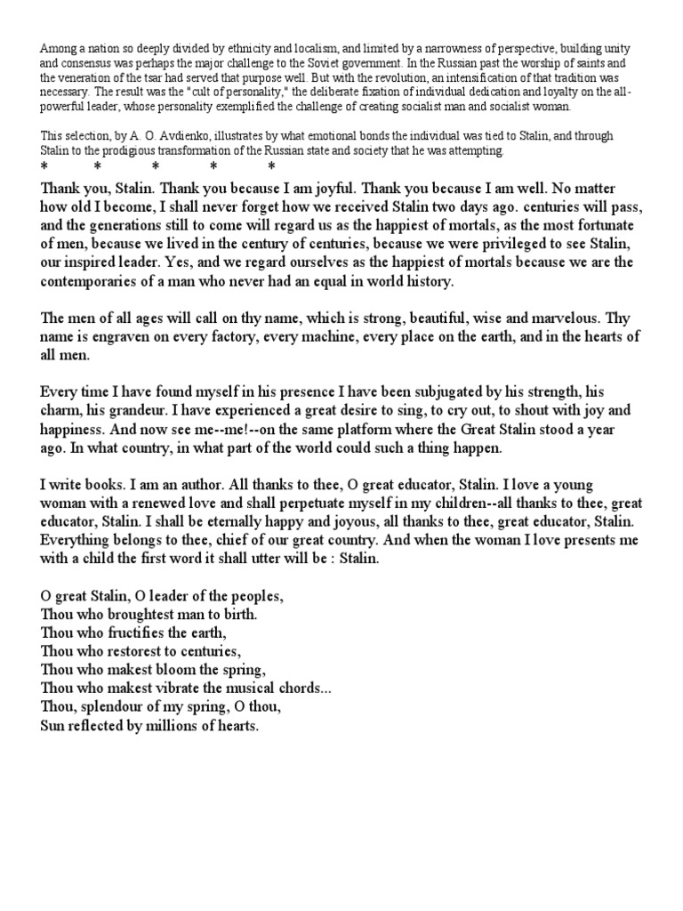 Cult of Stalin - Poem | PDF