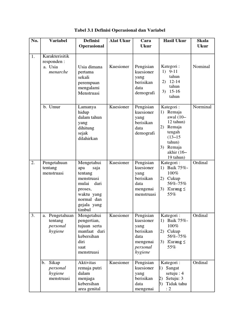 Definisi Operasional | PDF