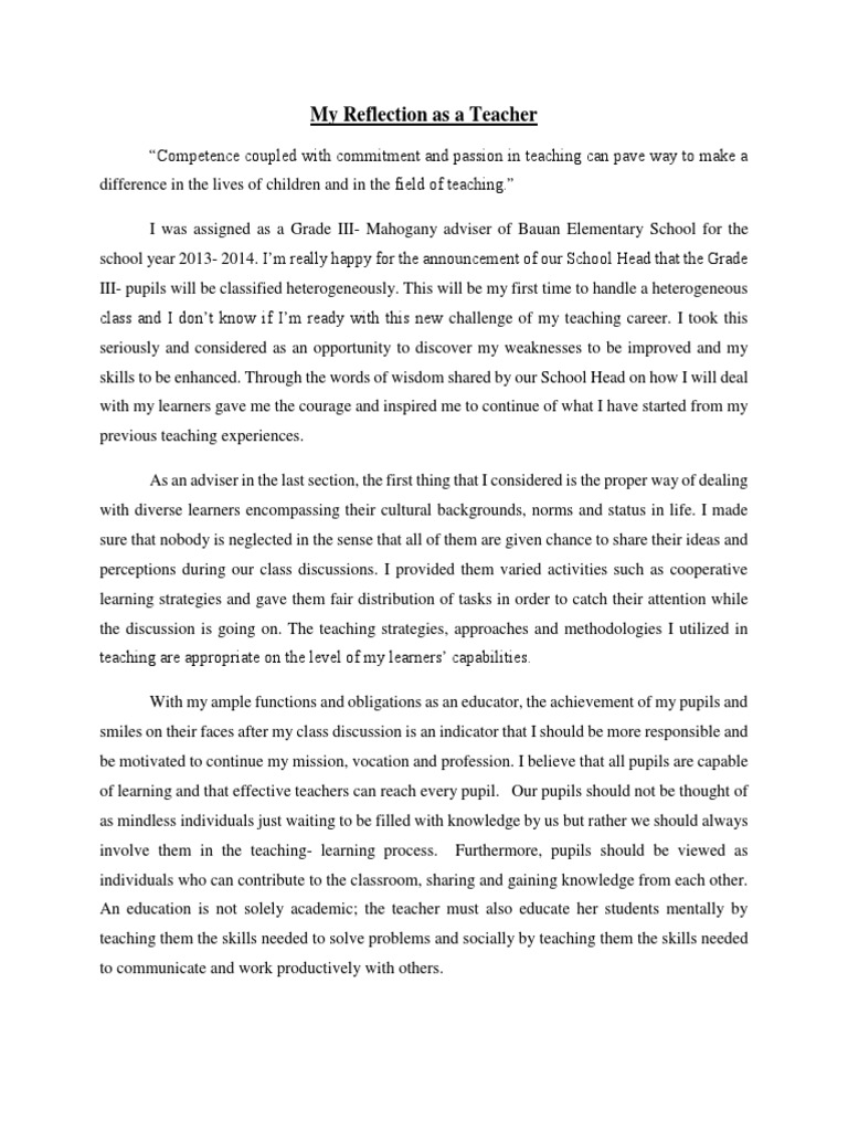 Teacher Reflection on Practice and Growth | PDF | Career & Growth