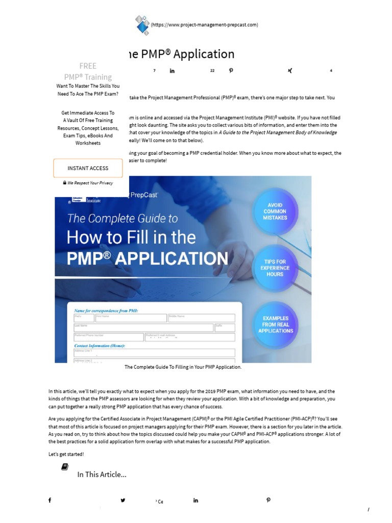 How To Fill in Your PMP Application (With Guide & Examples) | PDF