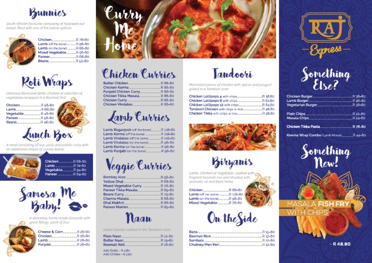 The Raj Express Menu | PDF