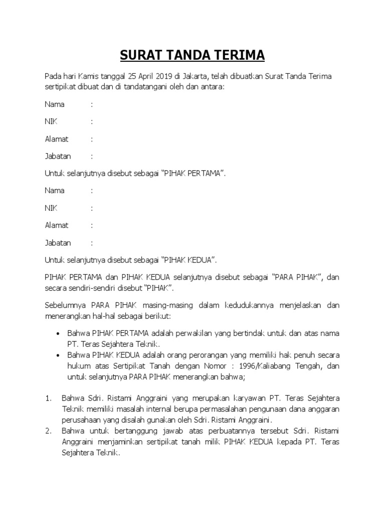 Surat Tanda Terima | PDF