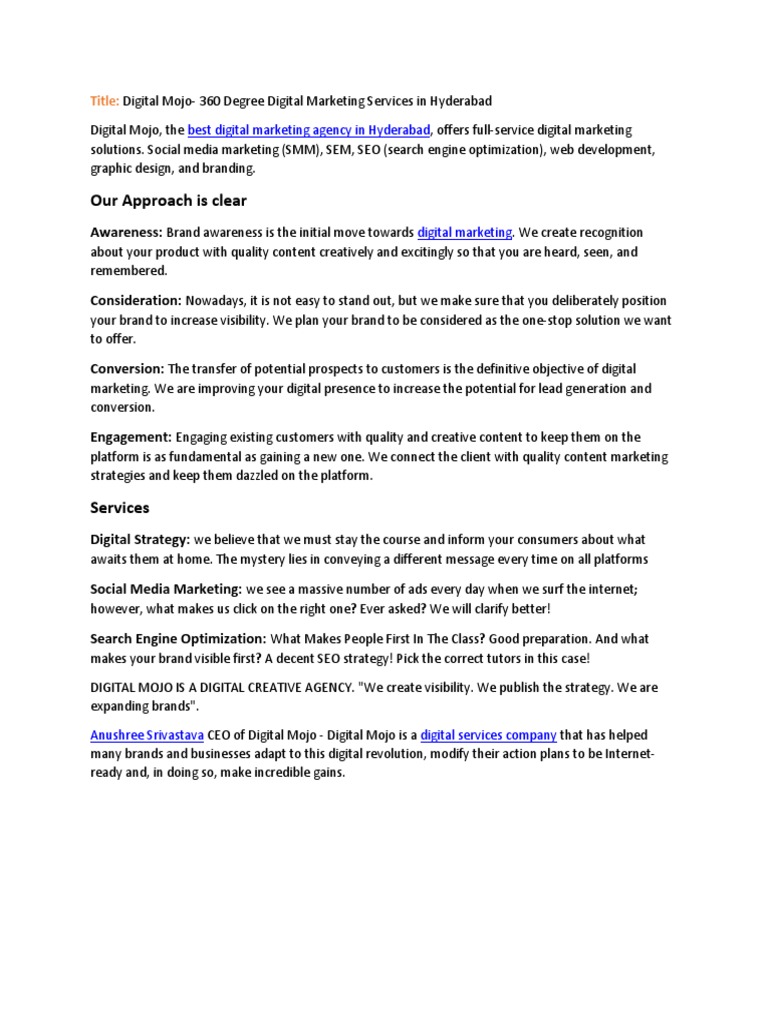 Anushree Srivastava - Digital Marketing Services Digital Mojo | PDF