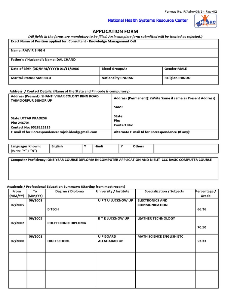 Application Form - 279 | PDF