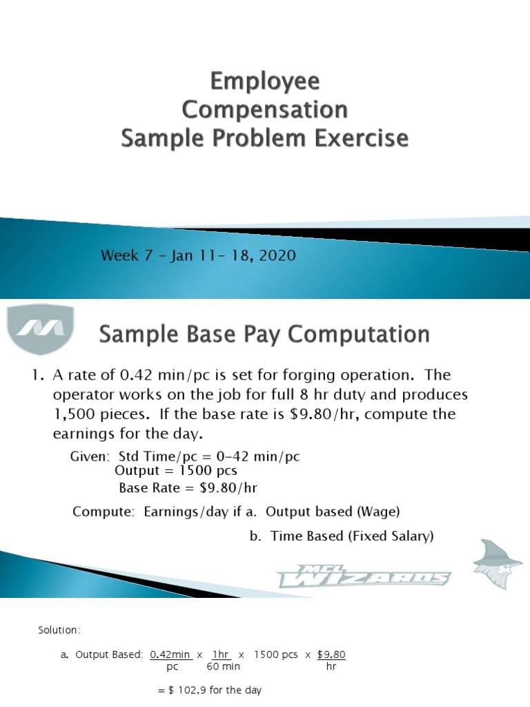 Compensation Problem Excersize
