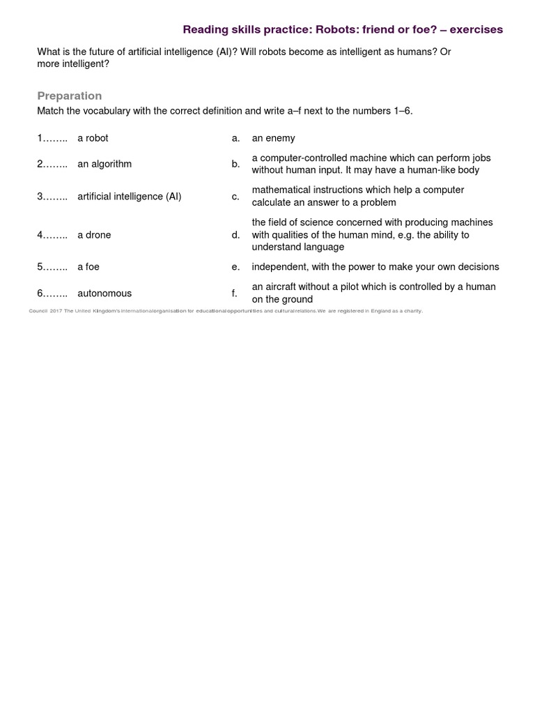 Robots Friend or Foe - Exercises | PDF