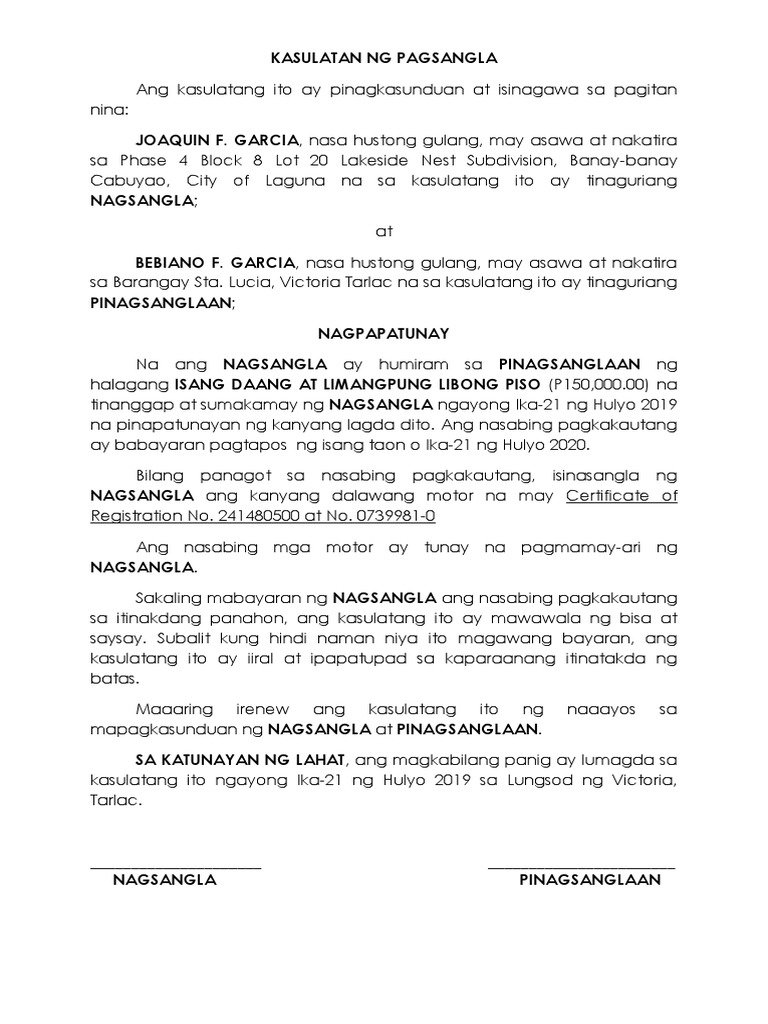 Kasulatan NG Pagsangla | PDF