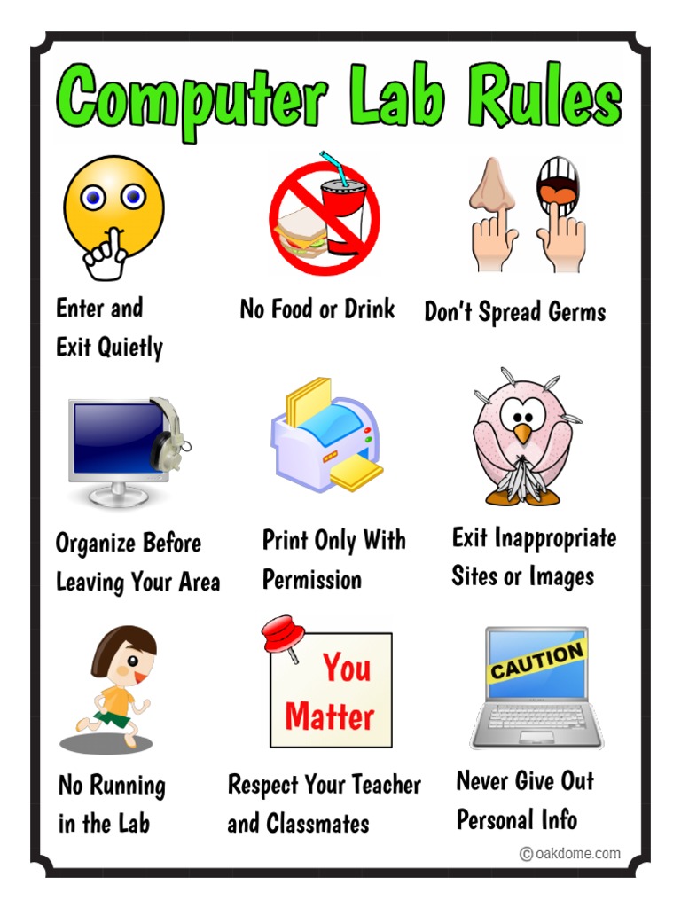 Computer Lab Rules The Essentials in Pictures PDF | PDF
