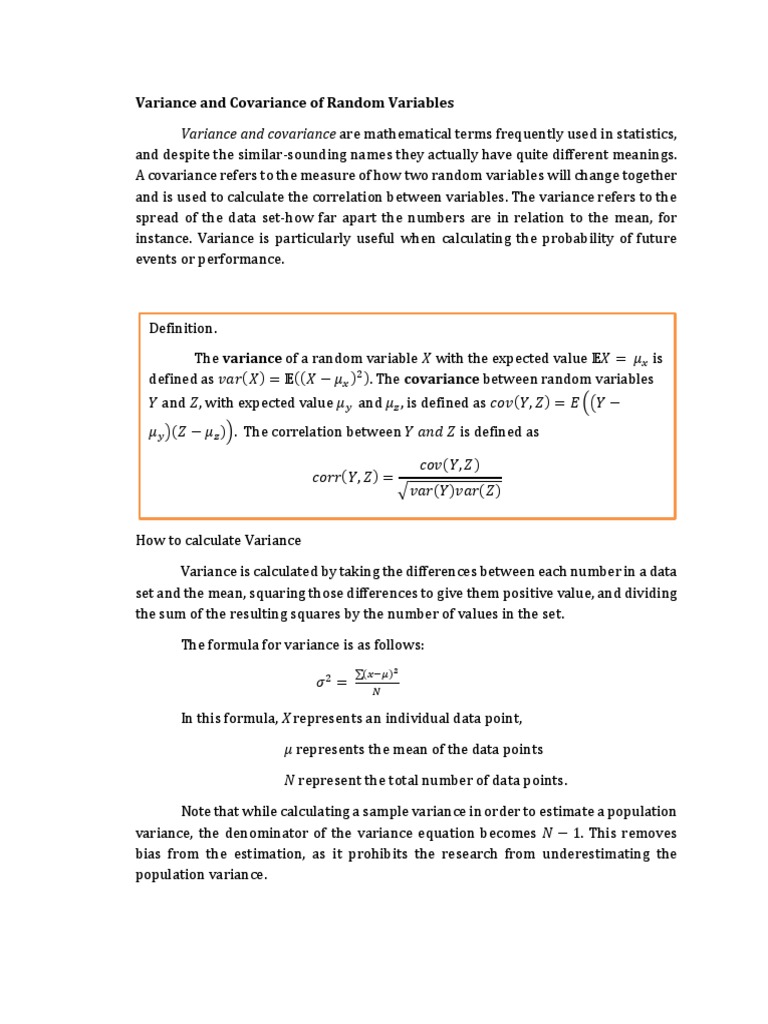 14 Variance and Covariance of Random Variables | PDF | Computers