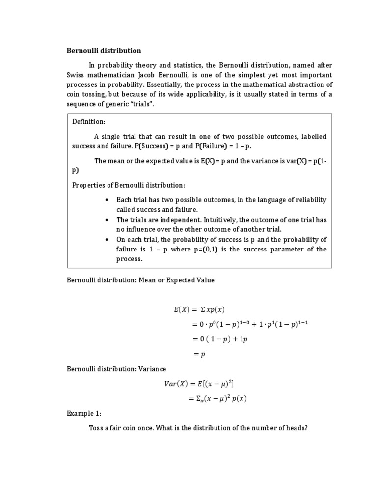 Bernoulli Distribution Explained | PDF